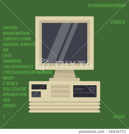 Retro personal desktop computer vector... - Stock Illustration ...