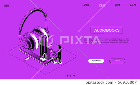 Audiobooks - line design style isometric web... - Stock Illustration ...