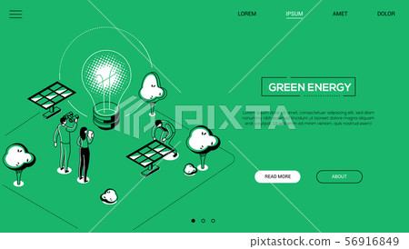 Green energy - line design style isometric web...-插圖素材 [56916849] - PIXTA圖庫