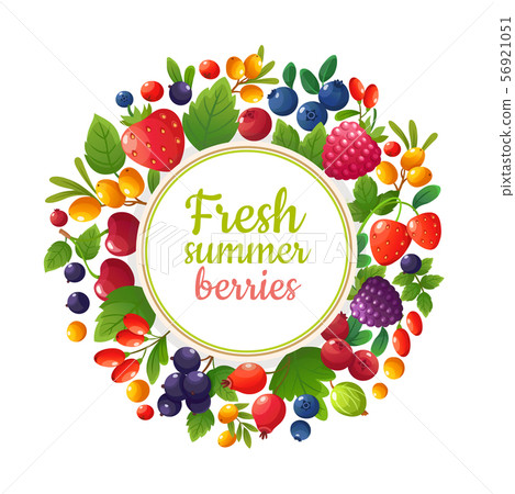 Fresh organic summer berries and fruits.... - Stock Illustration ...