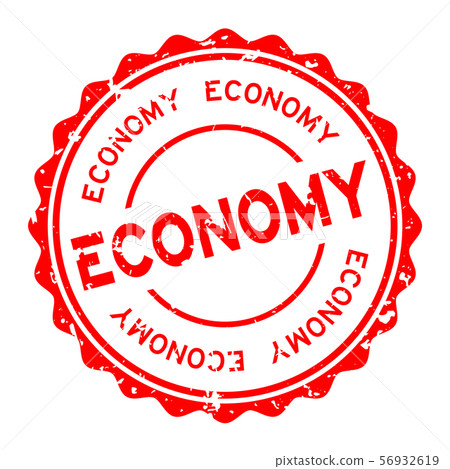 Grunge red economy word round rubber seal stamp-插圖素材 [56932619] - PIXTA圖庫
