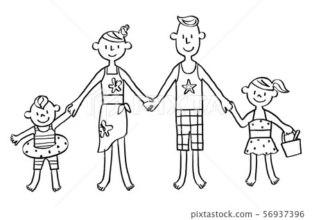 Close family, hand-drawn line drawing, transparent - Stock Illustration ...