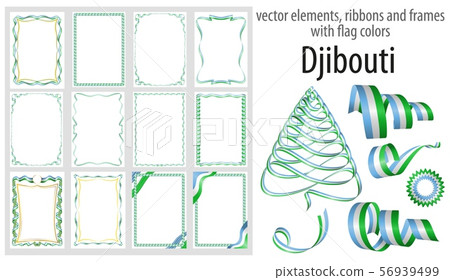 vector elements, ribbons and frames with flag - Stock Illustration ...