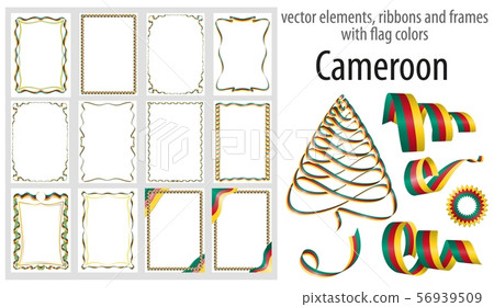 vector elements, ribbons and frames with flag - Stock Illustration ...