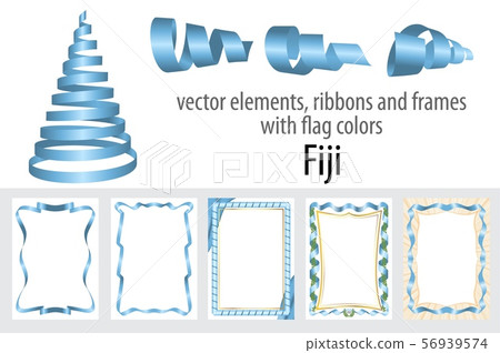 vector elements, ribbons and frames with flag - Stock Illustration ...