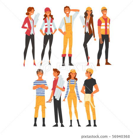 Building Workers and Architects Characters Set,... - Stock Illustration ...