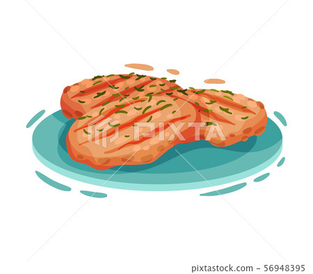 Three grilled chicken cutlets. Vector... - Stock Illustration [56948395 ...