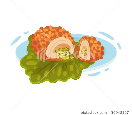 Chicken cutlet stuffed. Vector illustration on... - Stock Illustration ...