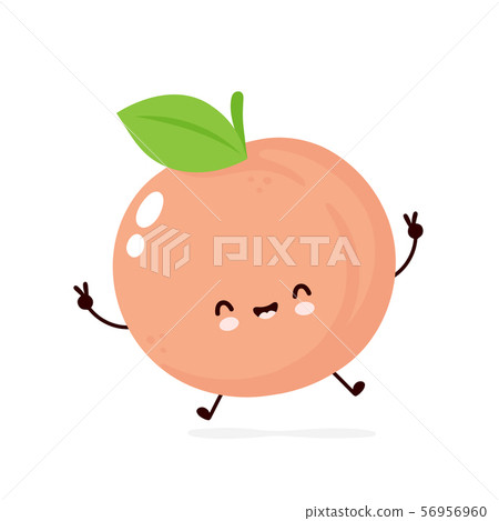 Cute happy smiling peach. Vector - Stock Illustration [56956960] - PIXTA