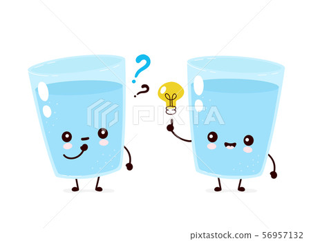 Cute smiling happy water glass - Stock Illustration [56957132] - PIXTA