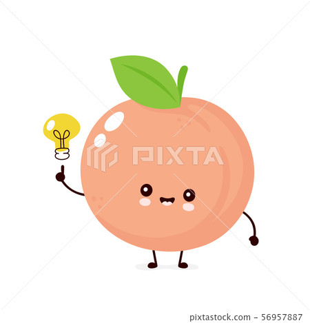 Cute happy smiling peach. Vector - Stock Illustration [56957887] - PIXTA