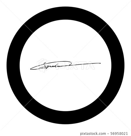 Signature handwriting icon in circle round black - Stock Illustration ...