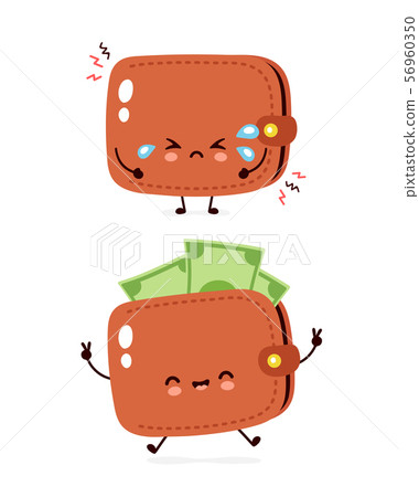 Cute happy and sad cry money banknote wallet - Stock Illustration ...