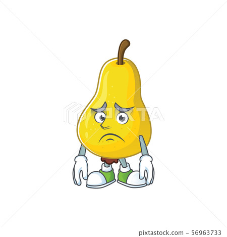 Afraid yellow pear cartoon character on white... - Stock Illustration ...