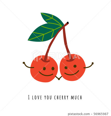 Smiling cherry illustration - Stock Illustration [56965987] - PIXTA