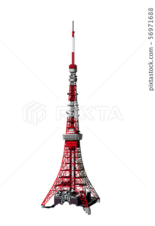 Japanese tower Tokyo Tower white background... - Stock Illustration ...