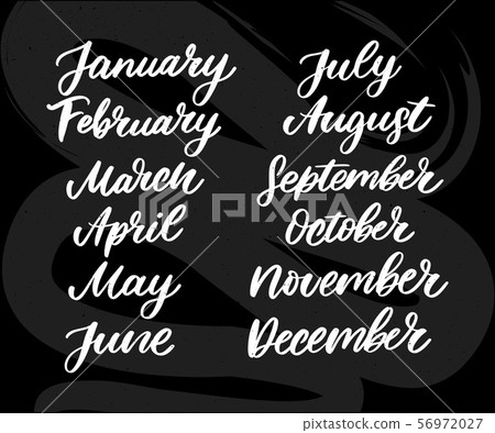 Handwritten names of months: December, January, - Stock Illustration ...