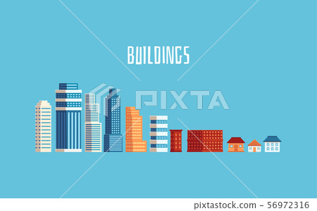 Modern and old buildings or city houses set of...-插圖素材 [56972316] - PIXTA圖庫