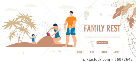 Bright Poster Inscription Family Rest, Cartoon. - Stock Illustration ...