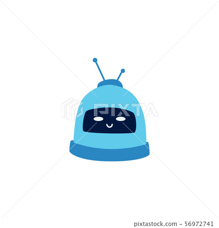Little cute robot or his head is smiling. - Stock Illustration ...