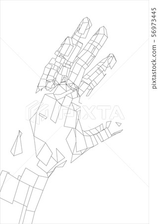 Outline human hand vector. Wire-frame style - Stock Illustration ...