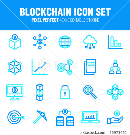 Blockchain icon set - A set of business icons... - Stock Illustration ...