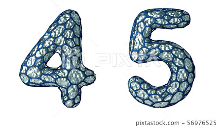 Number set 4, 5 made of realistic 3d render... - Stock Illustration ...