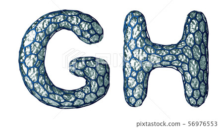 Realistic 3D letter set G, H made of silver... - Stock Illustration ...