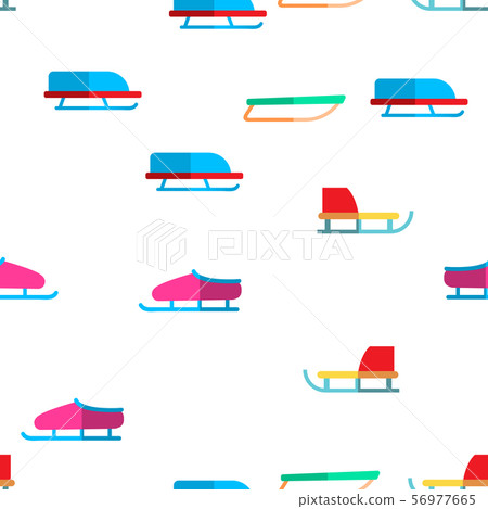 Sled, Winter Activity Vector Seamless Pattern - Stock Illustration ...