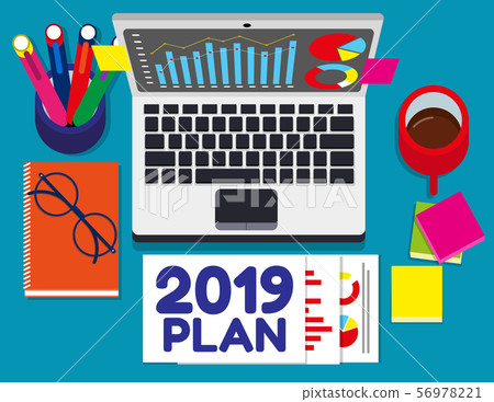 2019 plan text. Concept business vector - Stock Illustration [56978221 ...