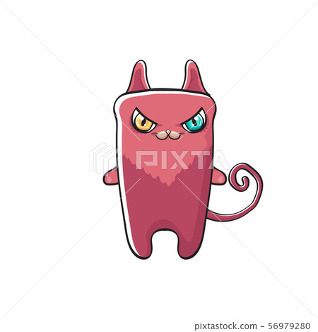 pink cute kitty character isolated on white... - Stock Illustration ...