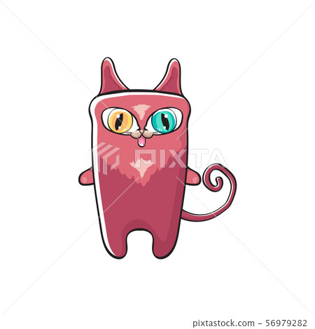 pink cute kitty character isolated on white...-插圖素材 [56979282] - PIXTA圖庫
