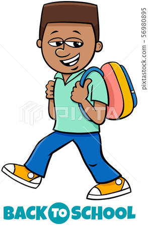 boy student back to school cartoon illustration - Stock Illustration ...