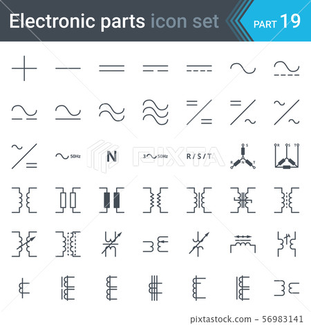 Electric symbols set of current, three-phase... - Stock Illustration ...