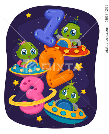 Space Alien Number Count Illustration-插圖素材 [56984292] - PIXTA圖庫