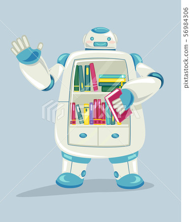 Robot Library Books Illustration - Stock Illustration [56984306] - PIXTA