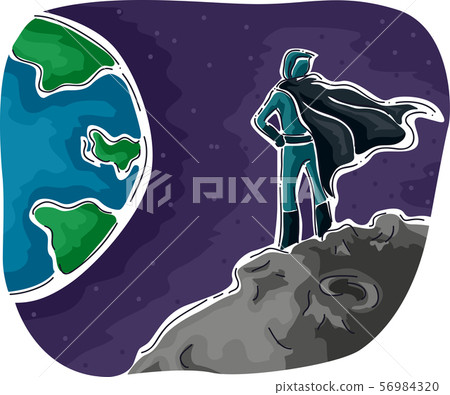 Hero Watch Over Earth Illustration - Stock Illustration [56984320] - PIXTA