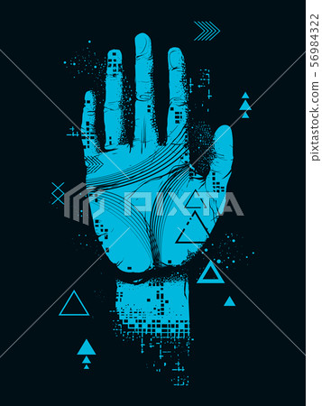 Hand Abstract Technology Stencil Illustration - Stock Illustration ...