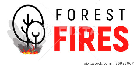 Forest fires. Two trees with bonfire under...-插圖素材 [56985067] - PIXTA圖庫
