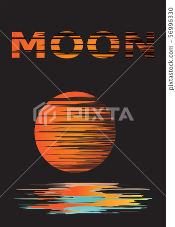 Vector abstract red moon with a reflection in the - Stock Illustration ...