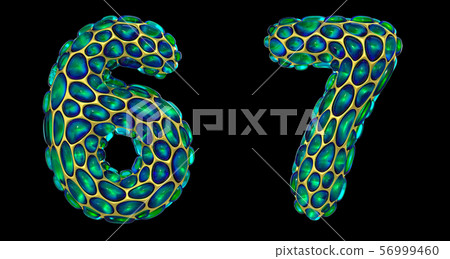 Number set 6, 7 made of realistic 3d render... - Stock Illustration ...