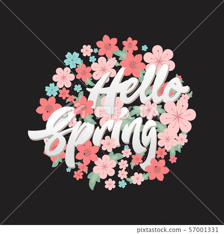 Hello spring flower circle design template. - Stock Illustration ...