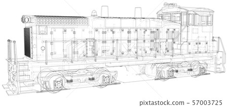 Train. Technical wire-frame. Vector rendering... - Stock Illustration ...