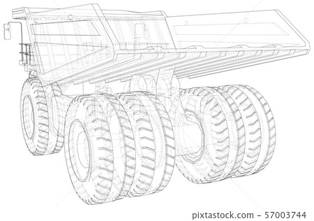 Heavy duty dump truck tipper drawing on white.... - Stock Illustration ...