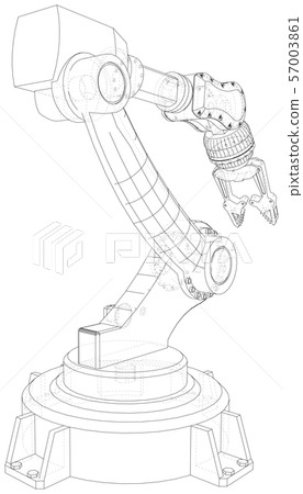 Robotic arm. Technical wire-frame. Vector... - Stock Illustration ...