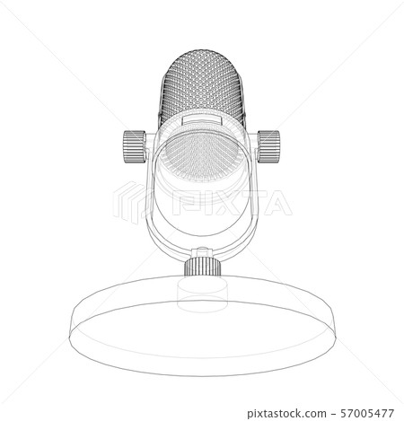 Outline vintage microphone vector - Stock Illustration [57005477] - PIXTA