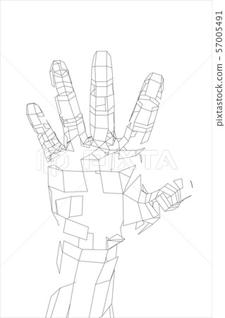 Outline human hand vector. Wire-frame style - Stock Illustration ...