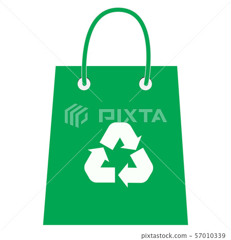 Paper shopping bag with recycle icon on white... - Stock Illustration ...