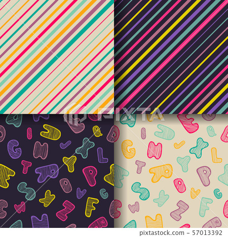 Set of four colorful seamless patterns. - Stock Illustration [57013392 ...