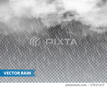Realistic rain with clouds on transparent... - Stock Illustration ...